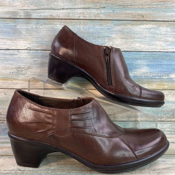 Clarks | Shoes | Clarksbrown Leather Zip Up Ankle Boot | Poshmark